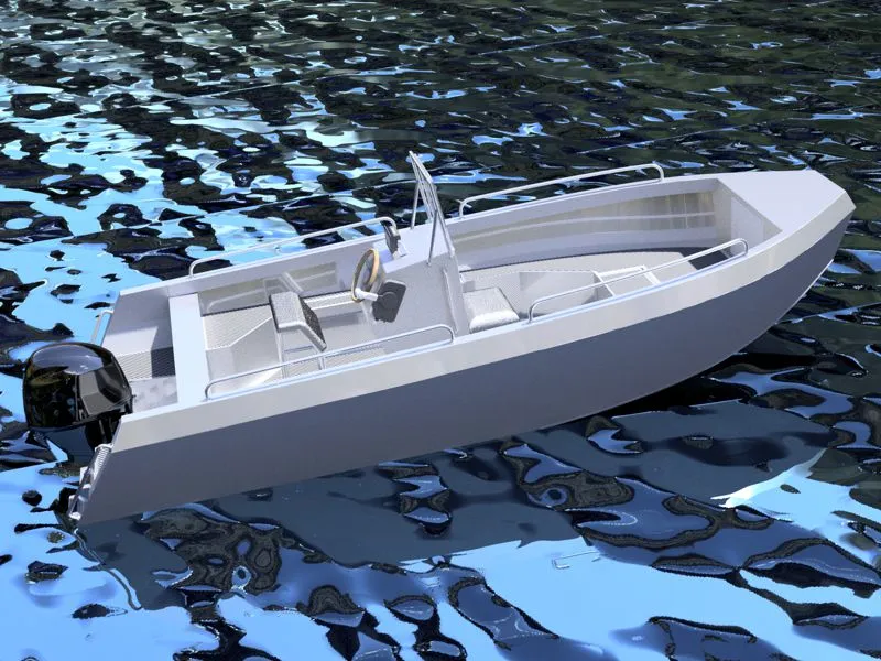 18 Foot (5.5 meters) Aluminum Utility Skiff Plans with center console ...